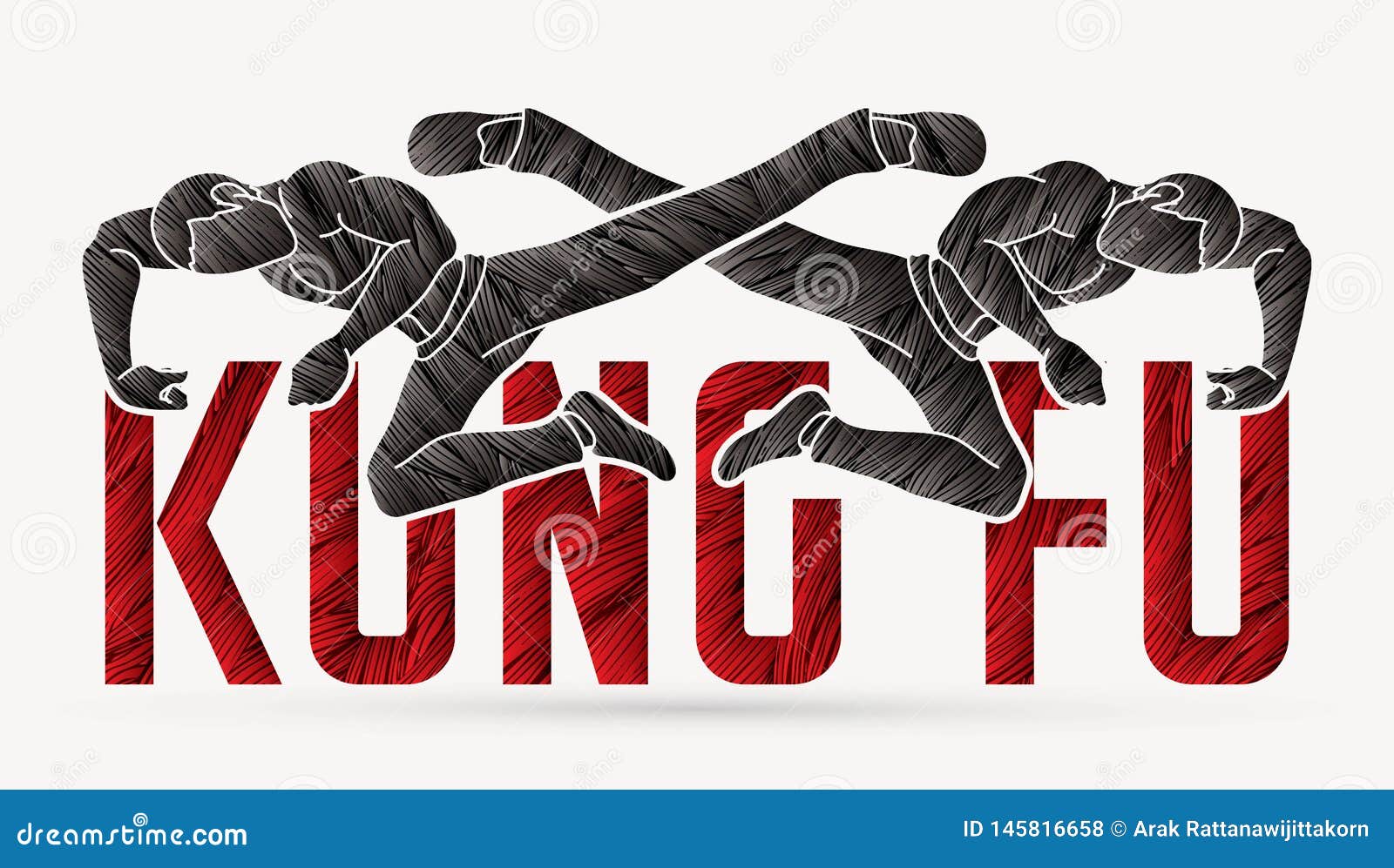 Kung Fu Action Designed with Text , Font Kung Fu Graphic Stock Vector ...
