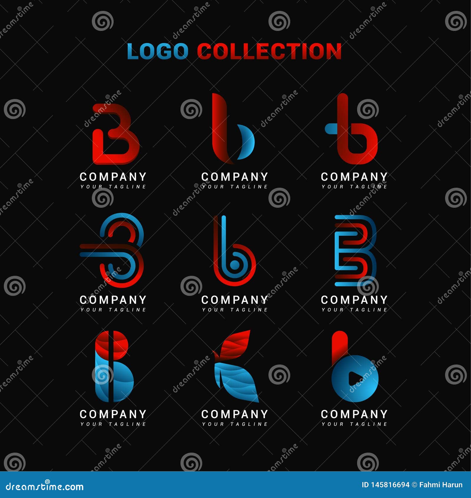Letter B Logo Collection Template with Red and Blue Colors Stock ...