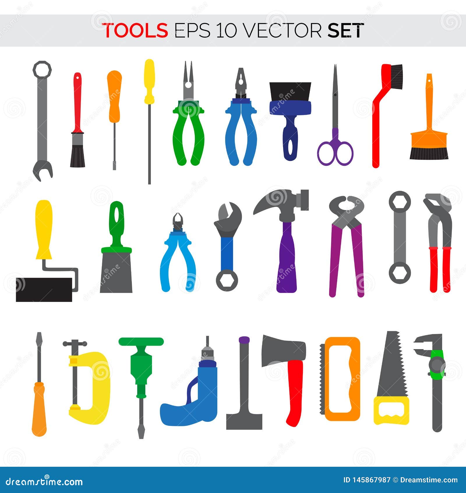 Various Colorful Cartoon Tools Stock Vector - Illustration of spanner ...