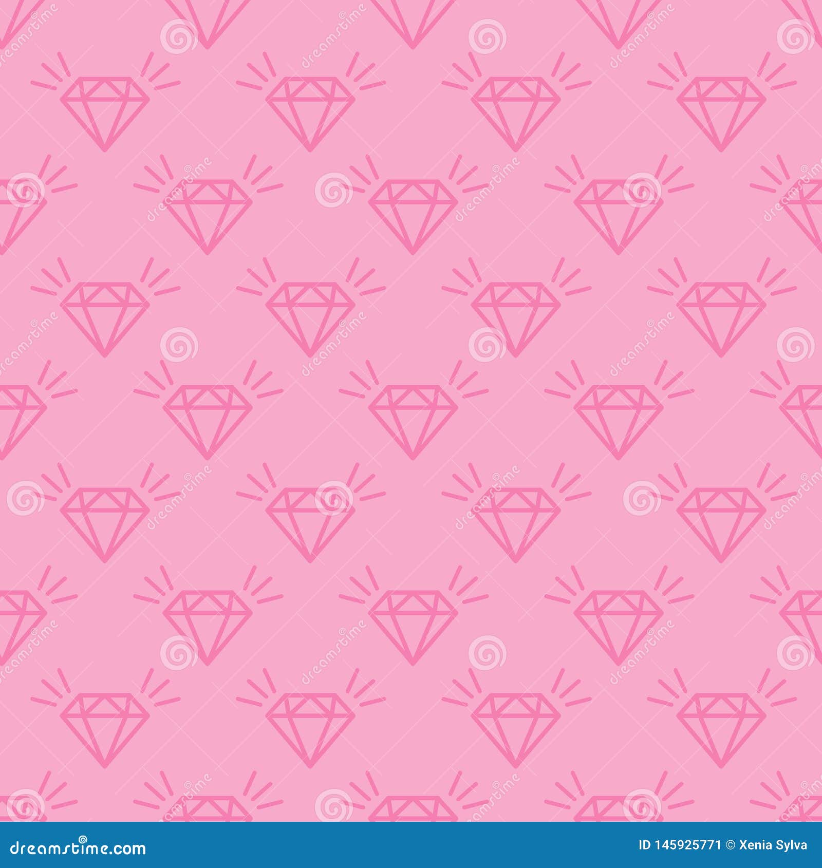 Vector Seamless Pattern with Flat Shining Pink Diamonds on Pink ...