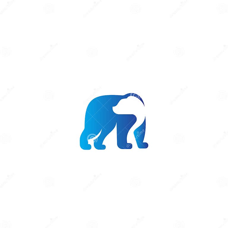 Blue Bear Silhouette Logo Icon Designs Illustration Template Vector ...
