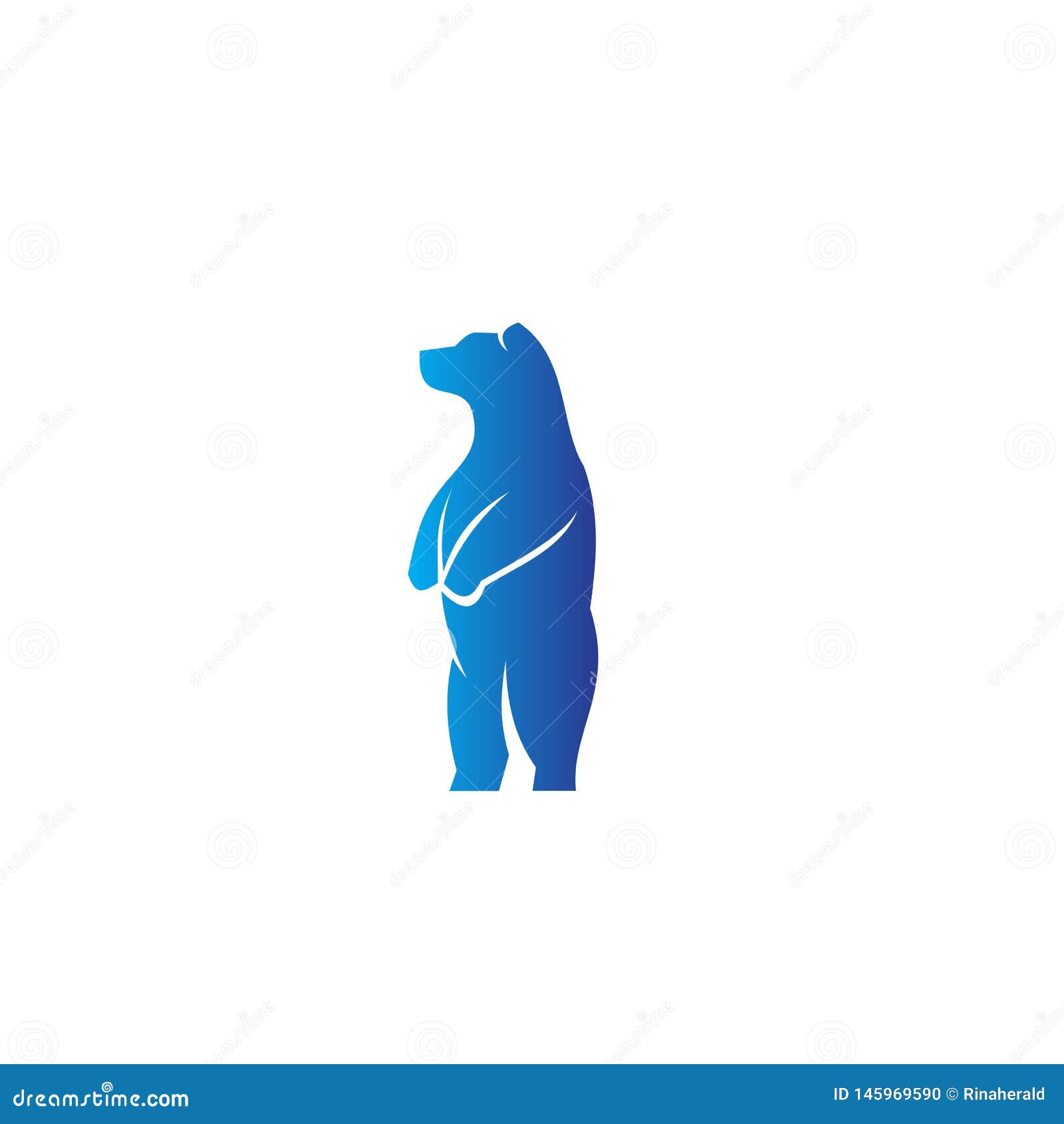 Blue Bear Silhouette Logo Icon Designs Illustration Template Vector ...