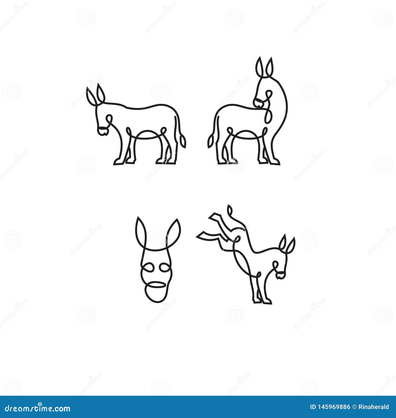 Donkey Line Art, Donkey Vector, Donkey Illustration, Donkey Drawing ...