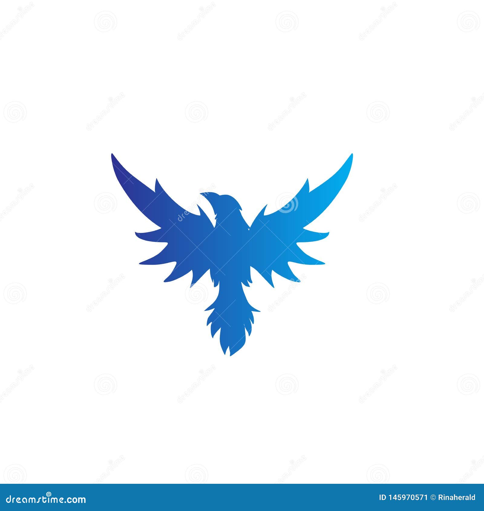 Flying Raven Crow Flat Blue Color Isolated Background Logo Icon Design ...