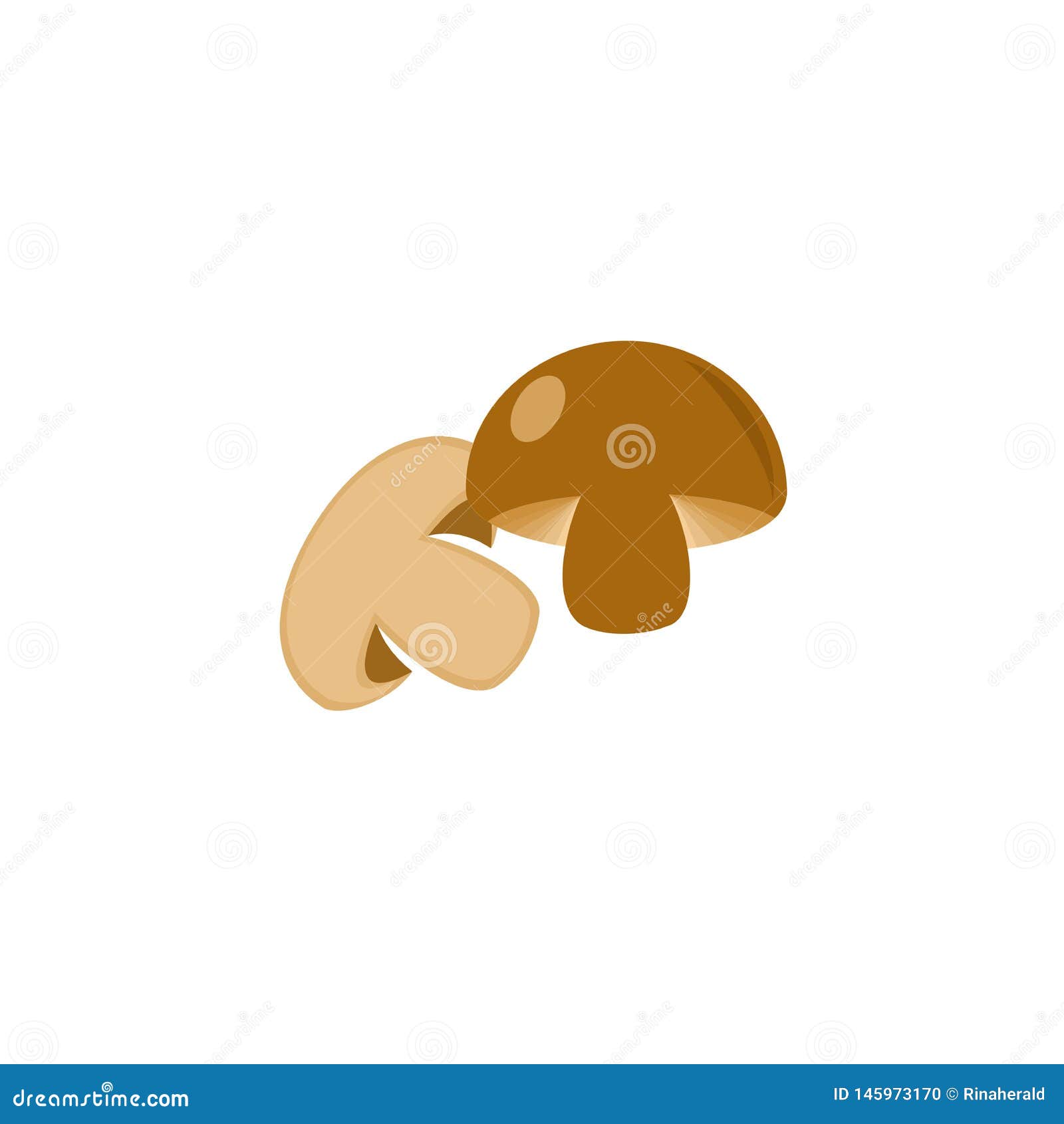 Vegetable Button Mushrooms Vector Flat Illustration Design Stock ...