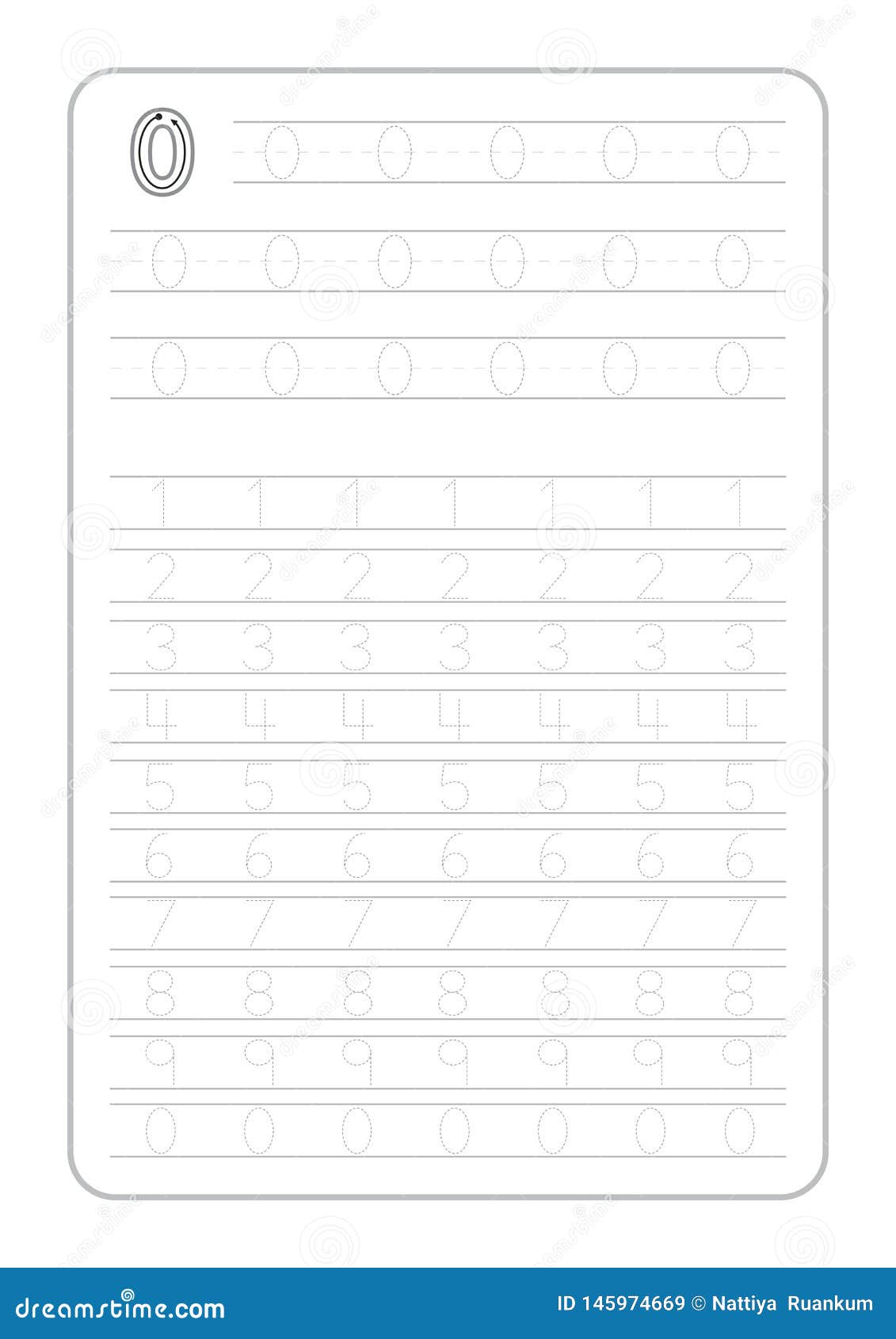 Numbers Tracing Worksheet For Preschool And Kindergarten. Writing ...