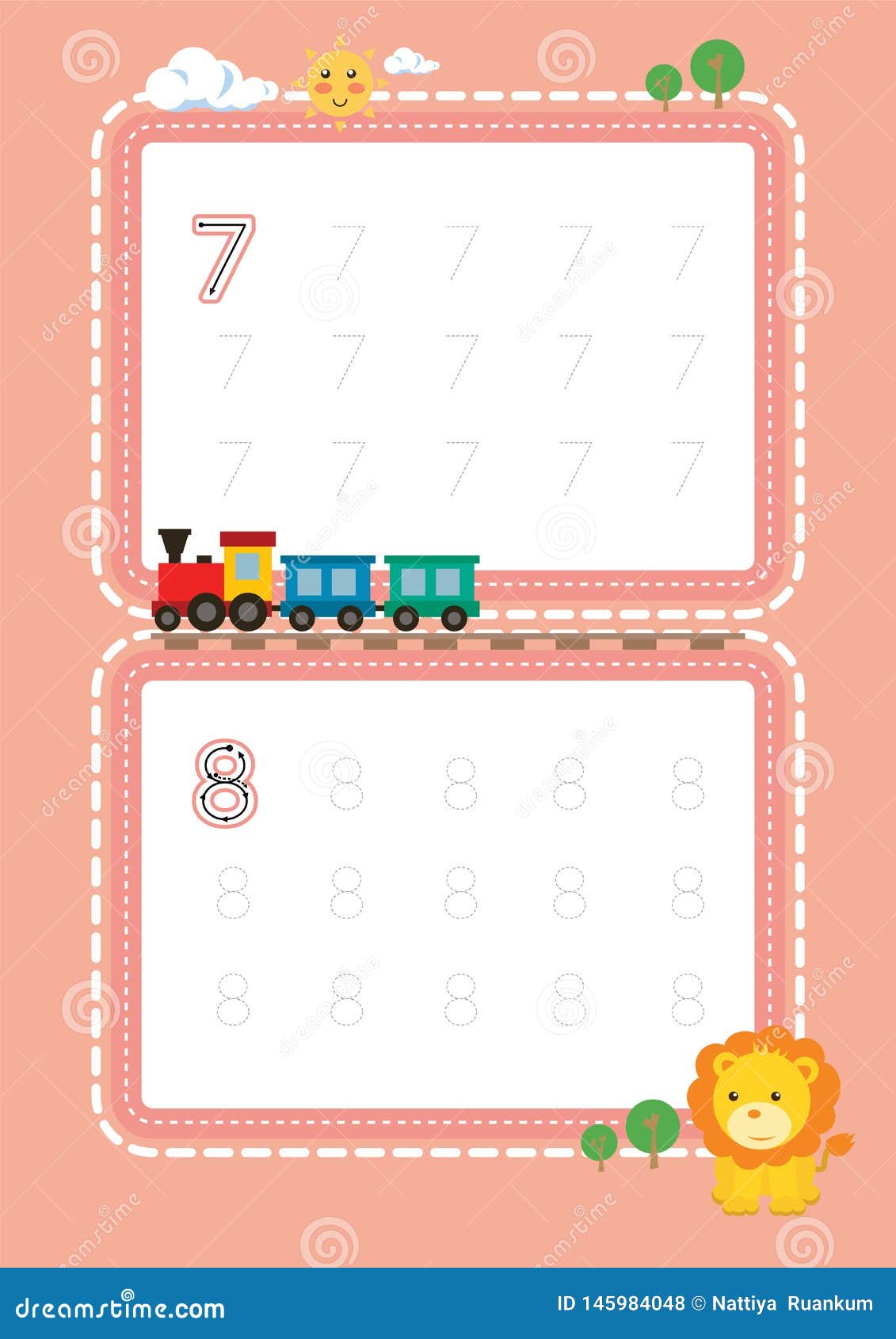 Numbers Tracing Worksheet For Preschool And Kindergarten. Writing ...