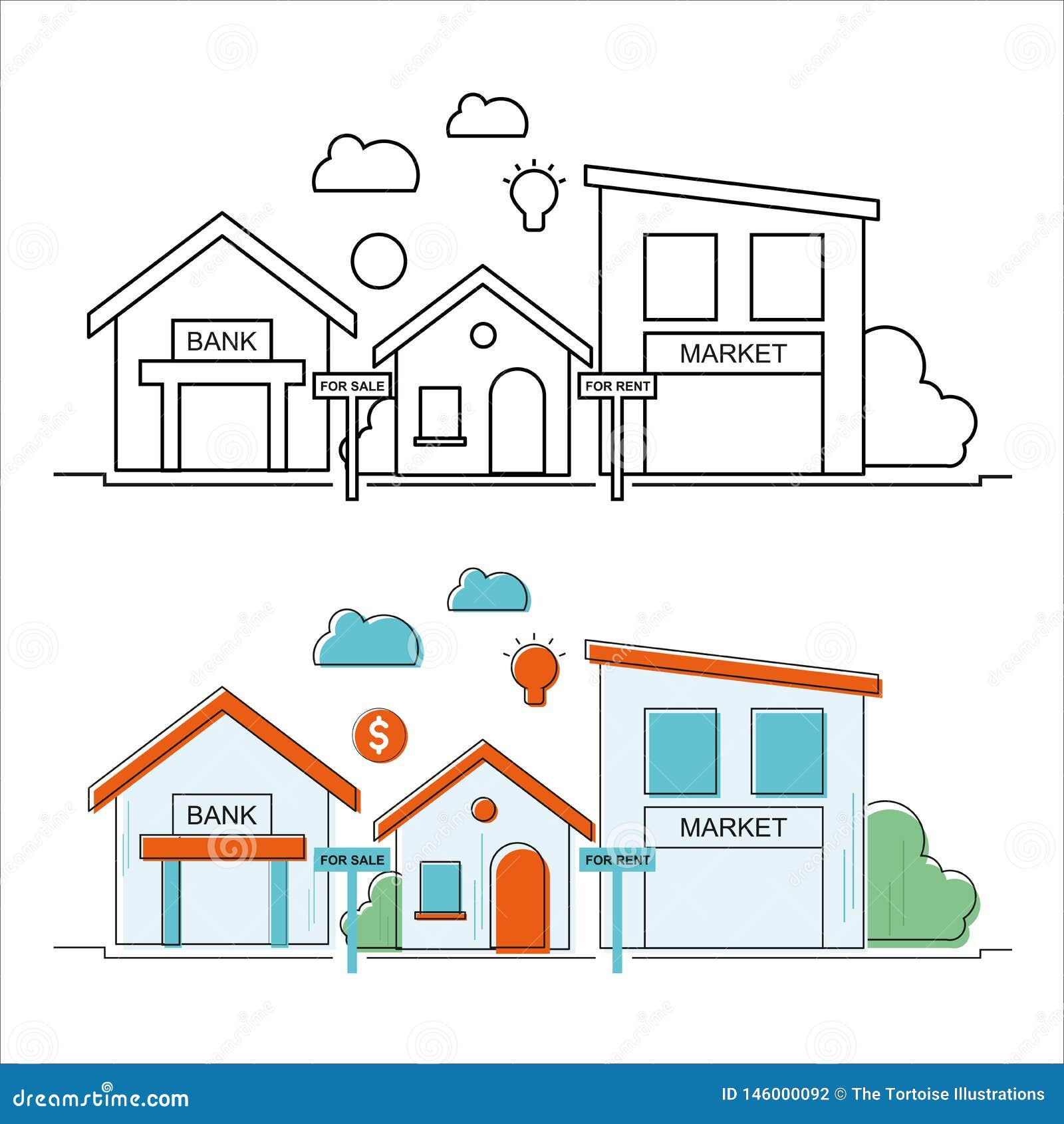 Home Property Vector Image. Outline Stock Vector - Illustration of aqua ...