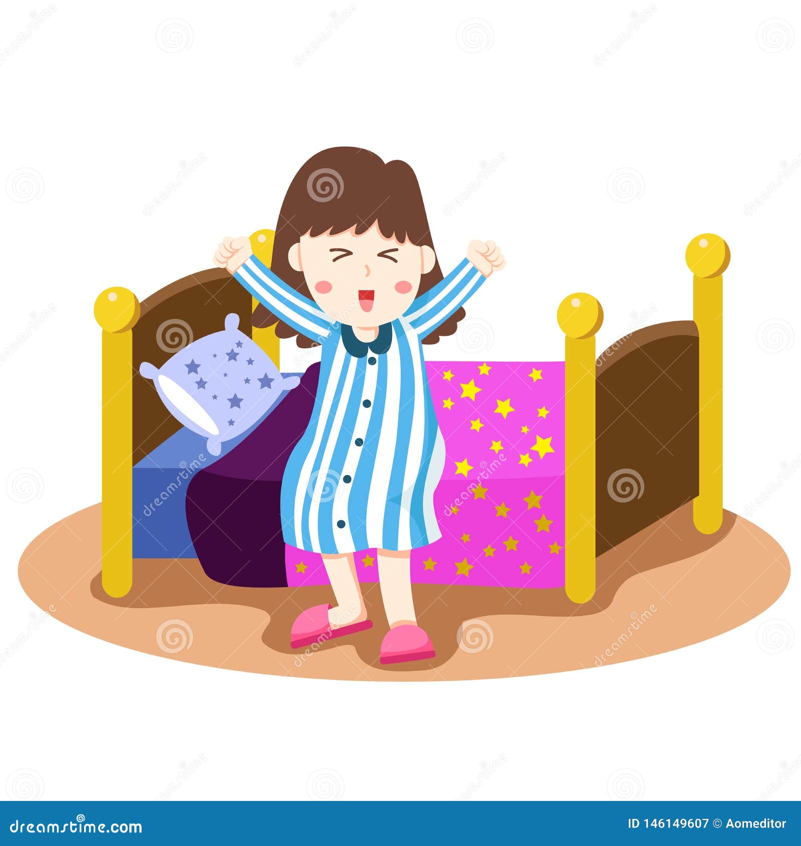 Illustrator of Girl Wake Up Stock Vector - Illustration of isolated ...