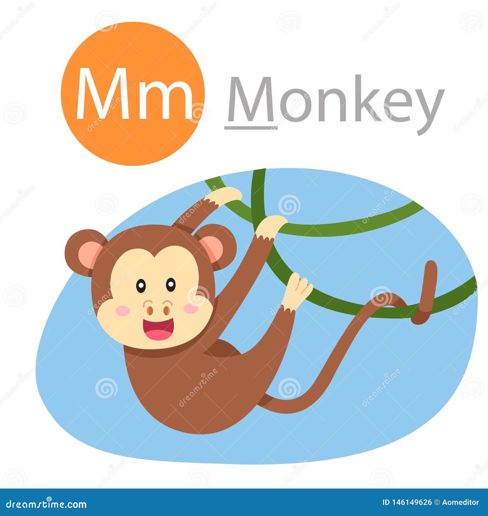 Illustrator of M for Monkey Animal Stock Vector - Illustration of ...