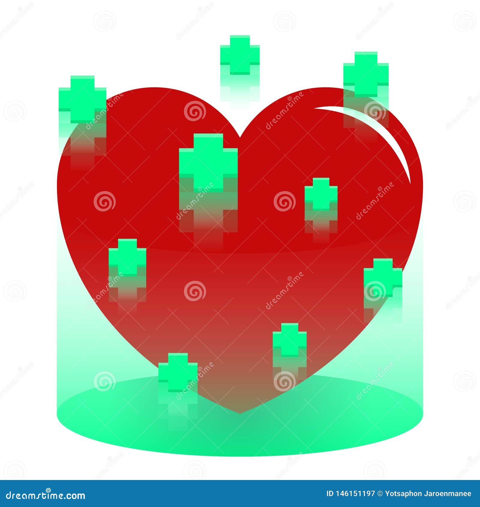 Red Heart with Green Healing Effect Stock Vector - Illustration of ...