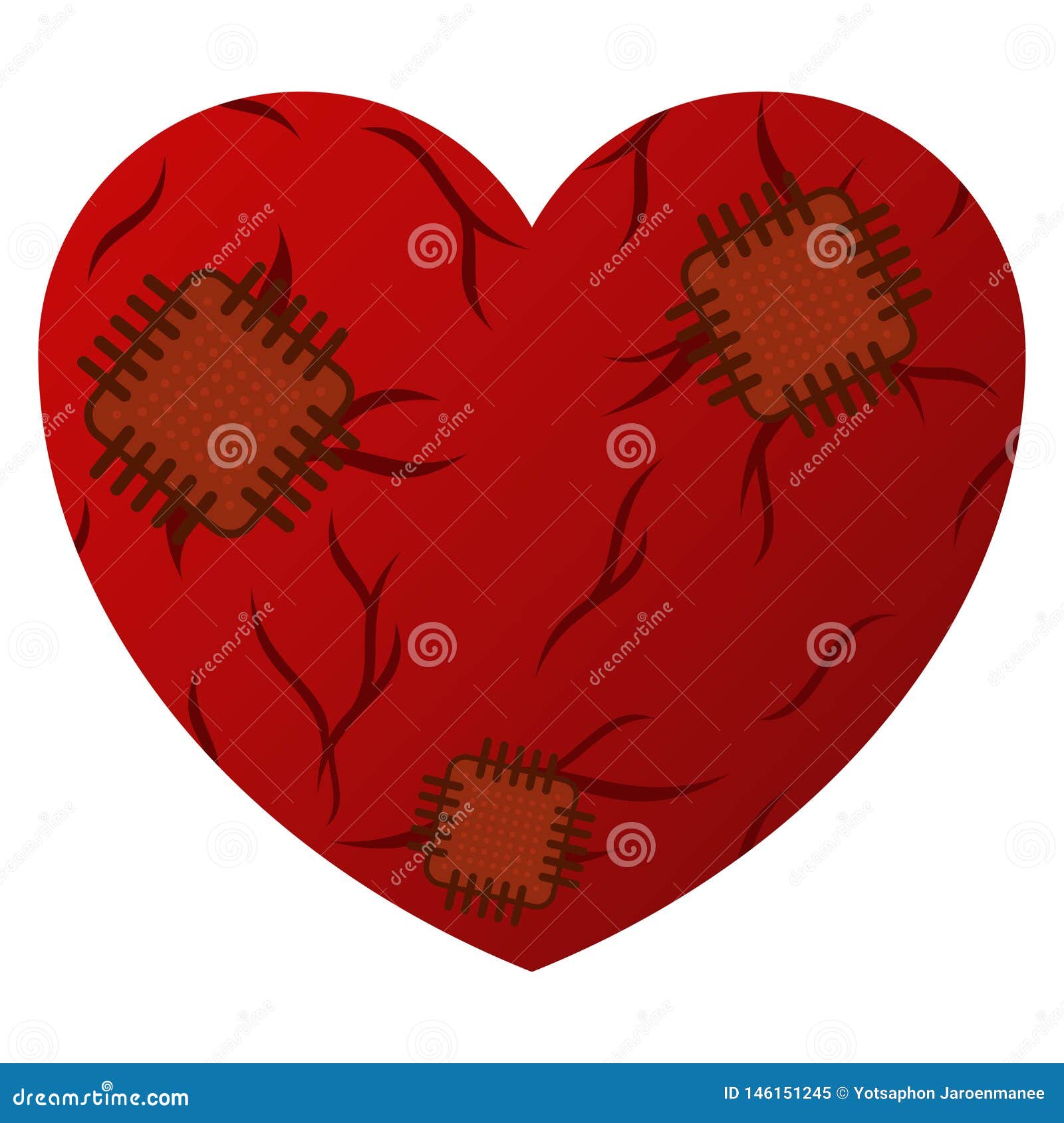 Red Wounded Heart with Adhesive Plaster Stock Vector - Illustration of ...