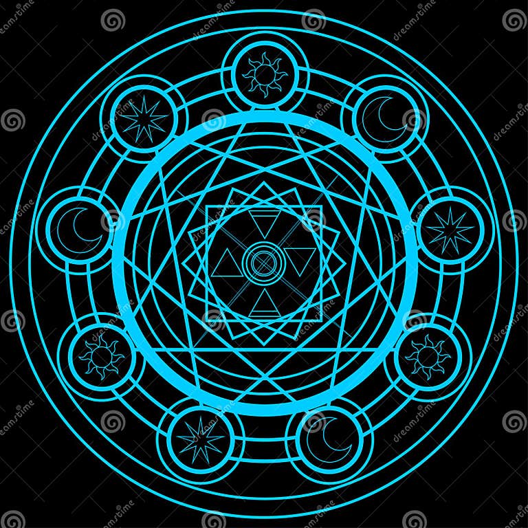 Blank Light Blue Magic Circle To Fill Each of Magical Alphabets Stock ...