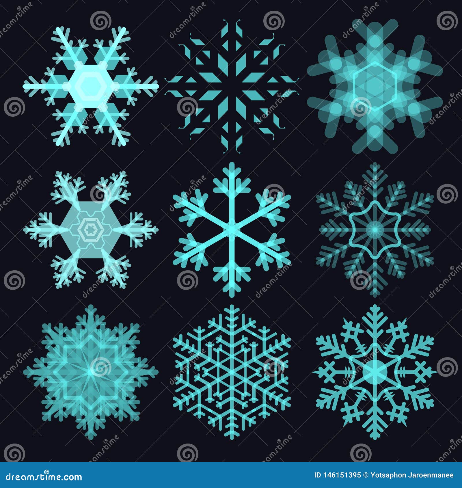 Set of snow flake crystal stock vector. Illustration of blue - 146151395