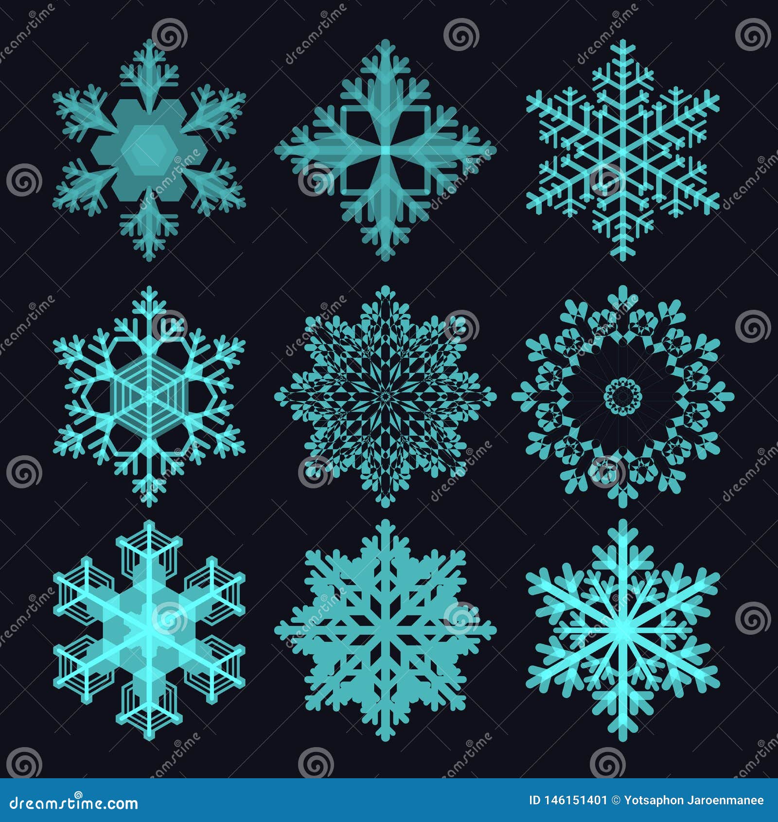 Set of snow flake crystal stock vector. Illustration of white - 146151401