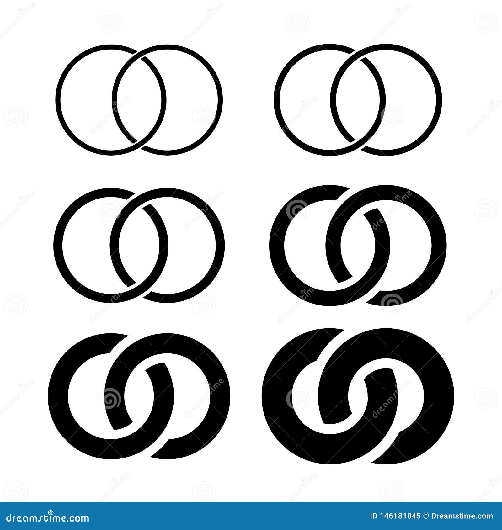 Connected circles signs stock vector. Illustration of abstract - 146181045