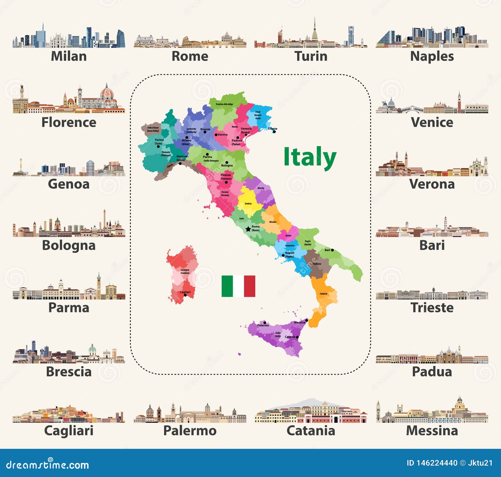Padua Map. Detailed Map Of Padua City Administrative Area. Cityscape ...