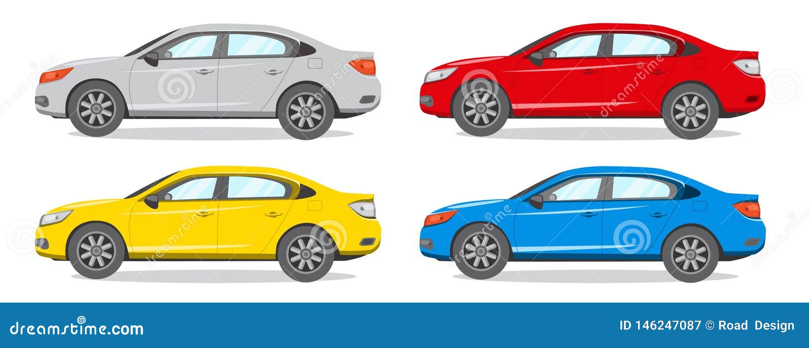 Sedan Different Color Vector Illustration. Car Icon Stock Vector ...