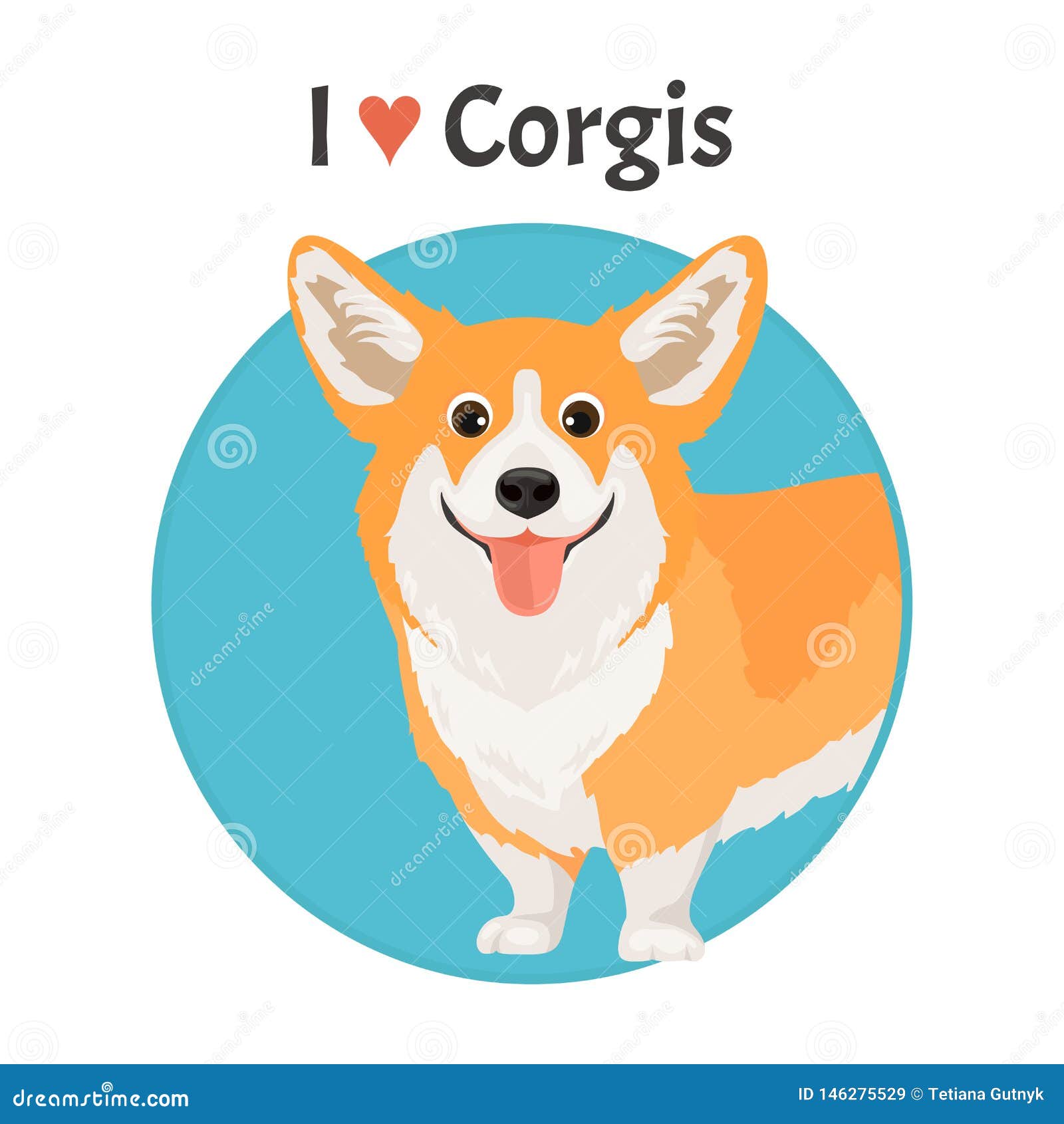 Cute Cartoon Corgi Icon. Vector Illustration of Pet Dog Stock Vector ...