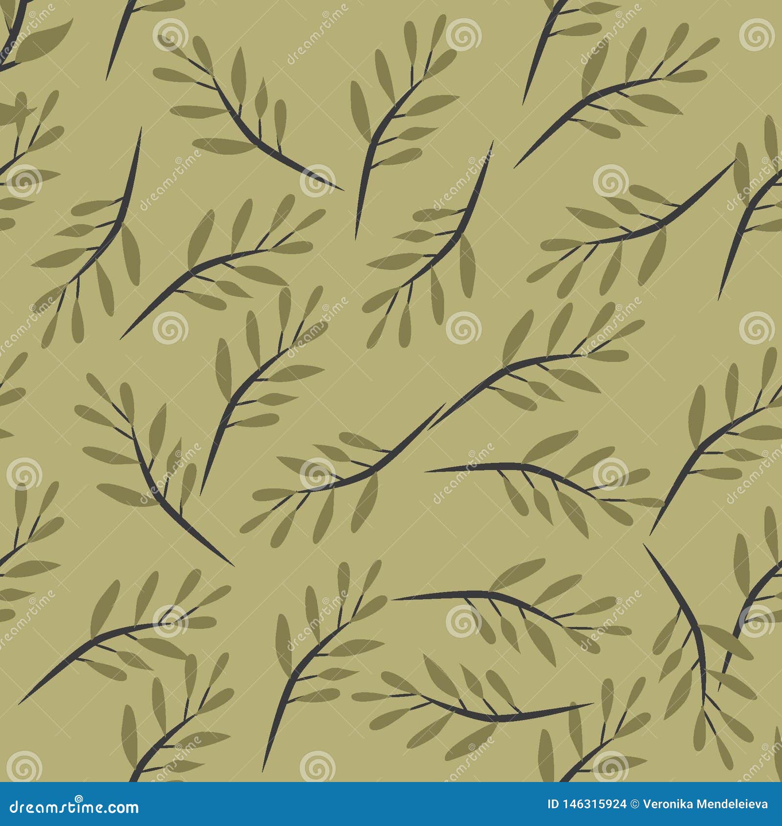 Olive Branch Seamless Pattern for Your Design Stock Vector ...