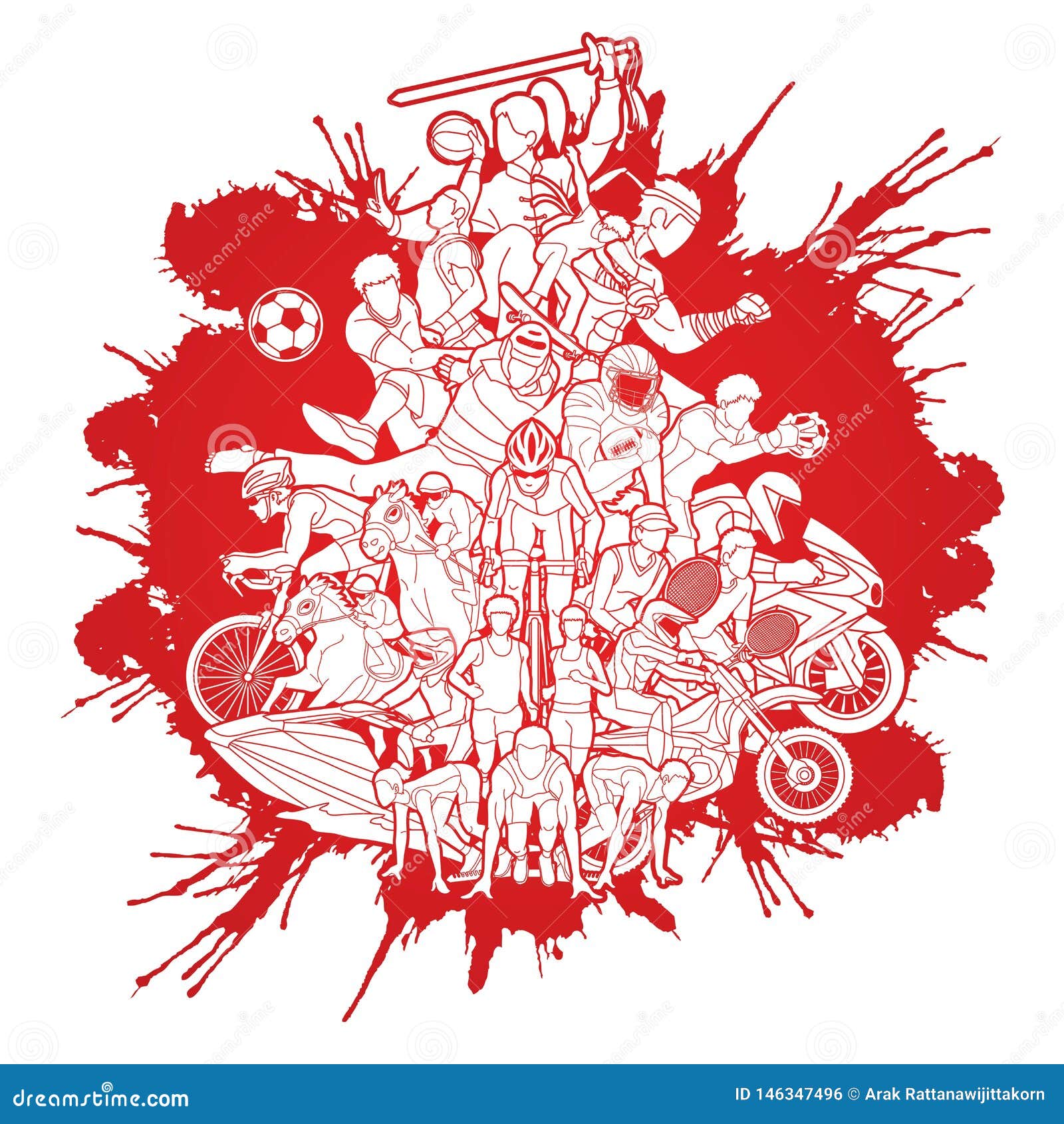 Set Of Different Sports Players In Action. Royalty-Free Stock Photo ...