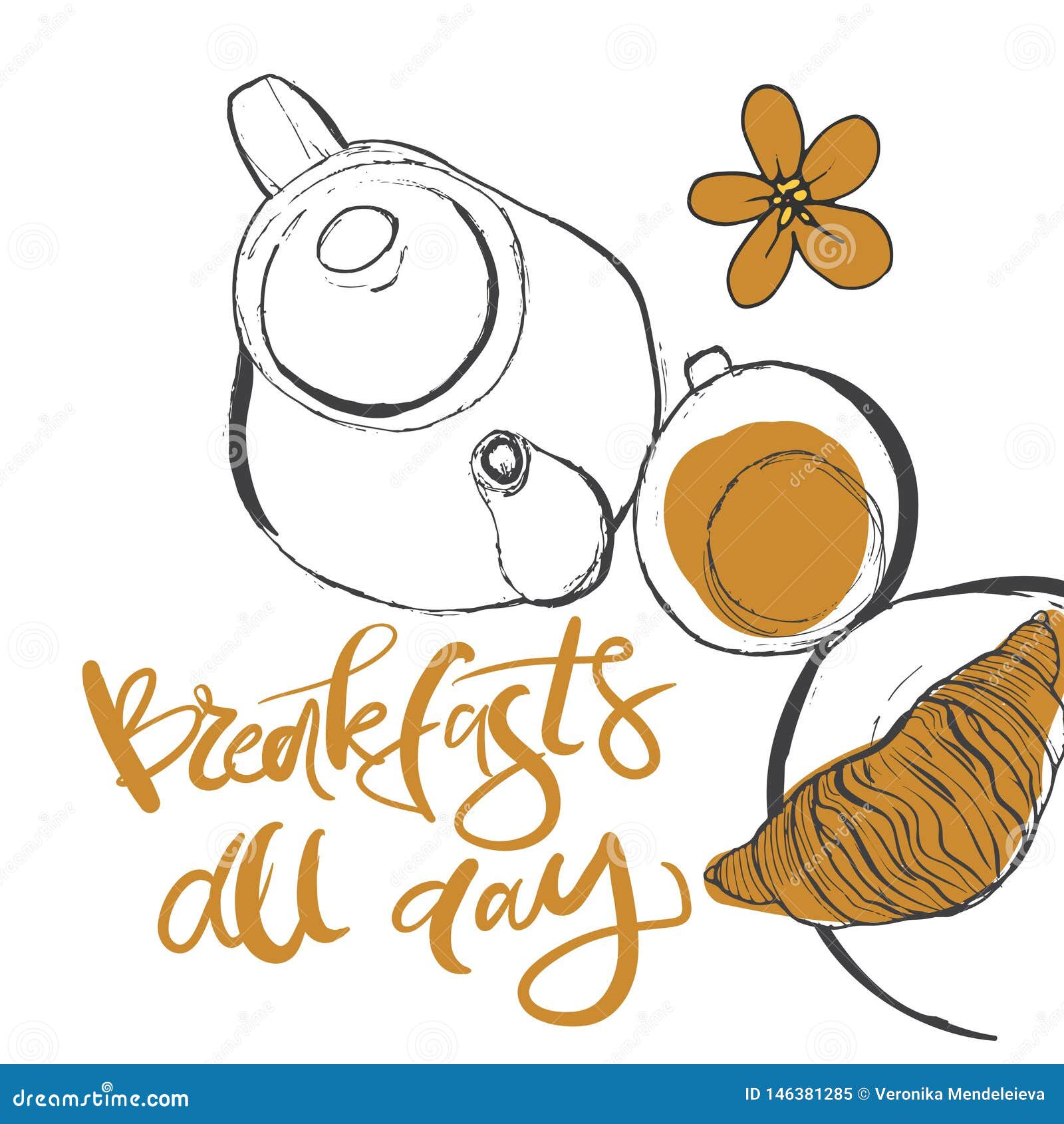 Breakfasts All Day. Hand Lettering for Your Design Stock Vector ...
