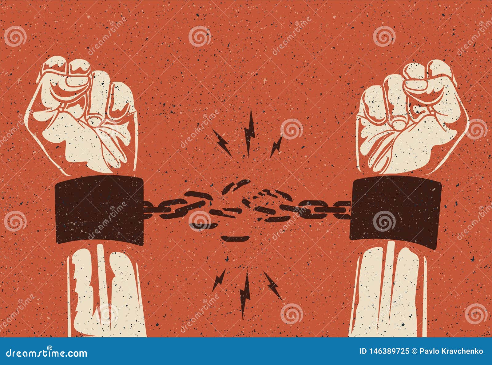 Human Hands Break the Chain. Freedom Release Concept. Broken Chain ...