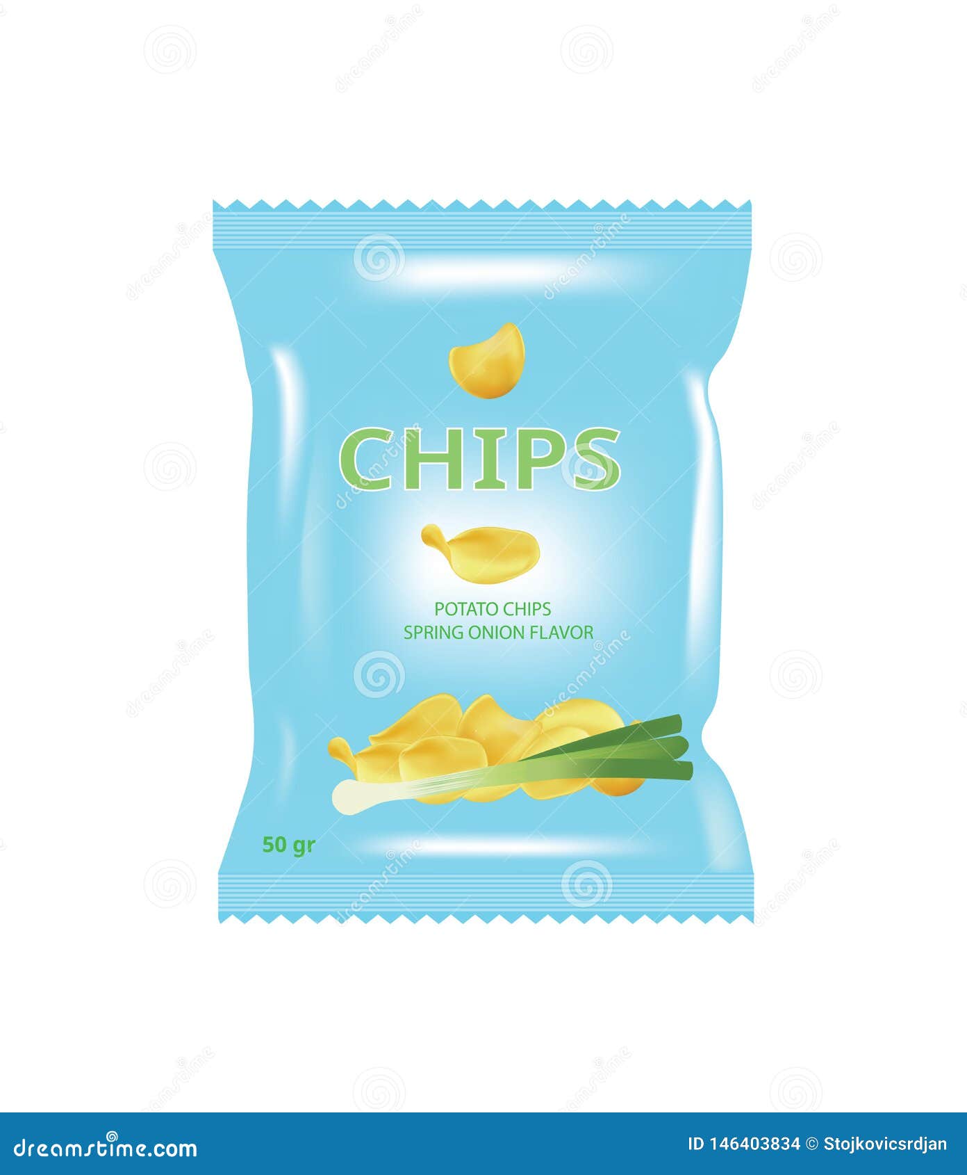 Spring Onion Potato Chips Bag Stock Vector - Illustration of fried ...