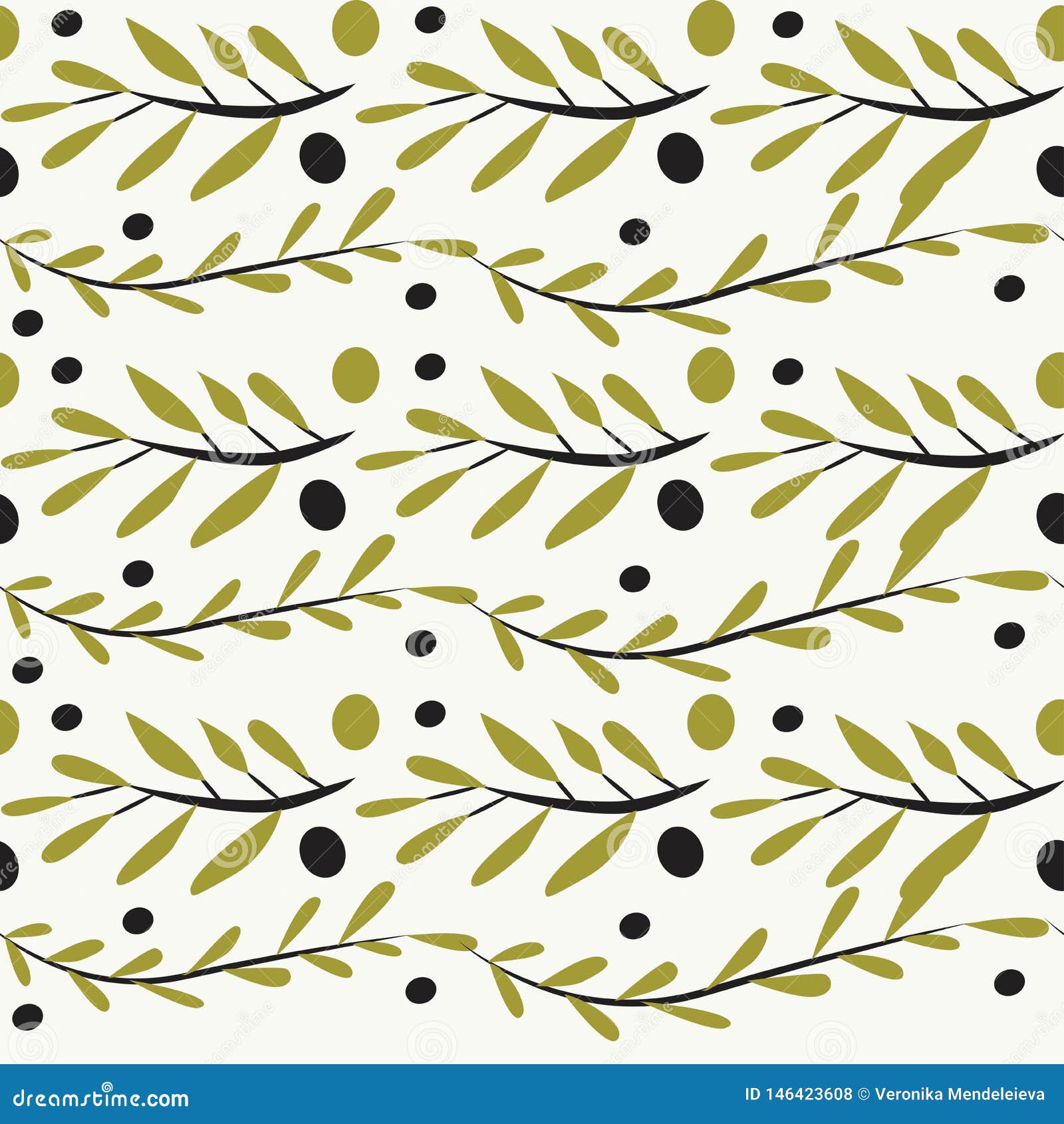 Olive Branch Seamless Pattern Repeat Background Stock Vector ...