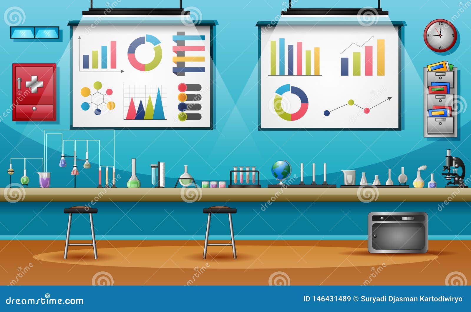 Health Laboratory Room with Table Full of Instruments for Scientific ...