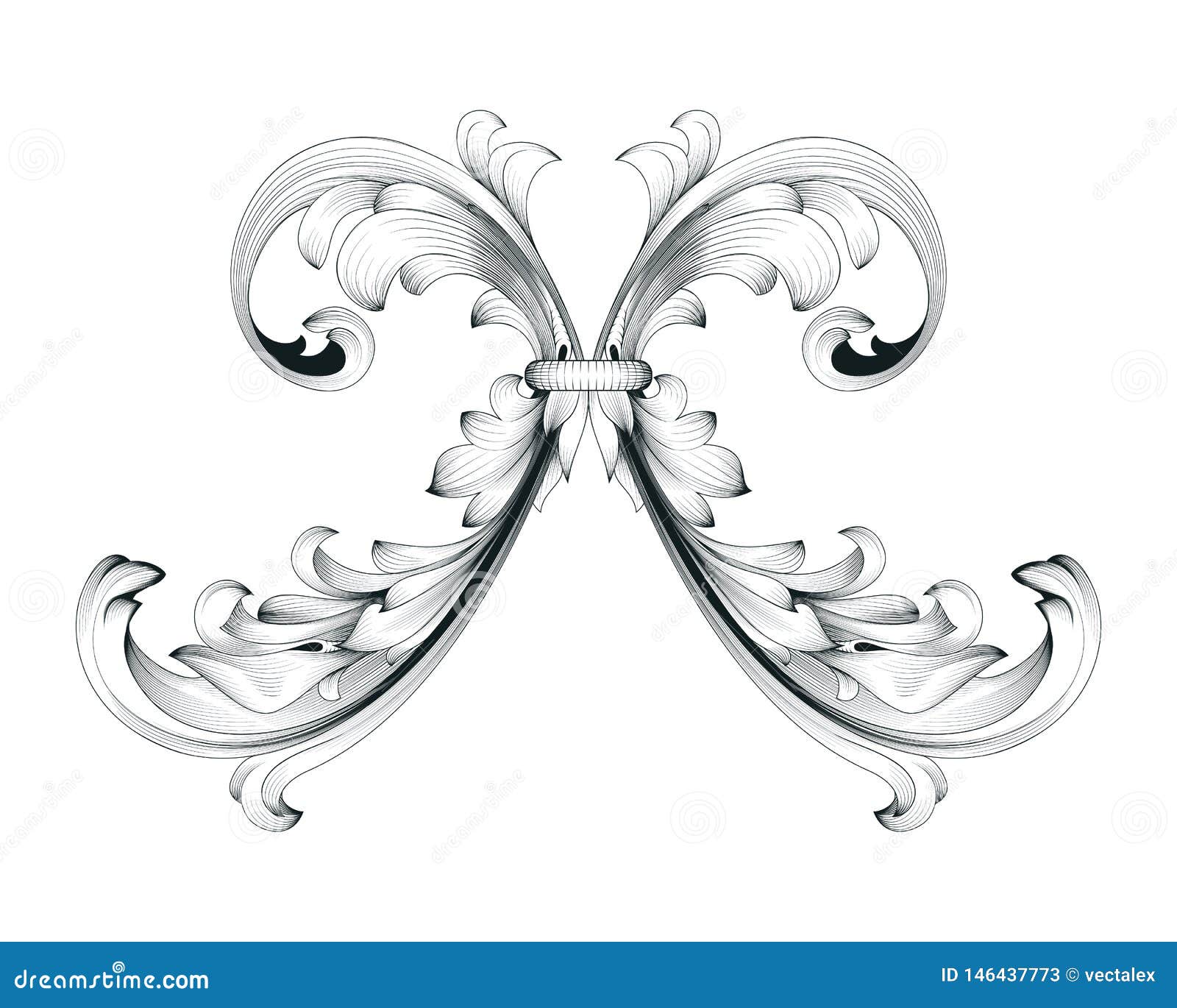 Baroque Rococo Border Frame Acanthus Filigree Vintage Floral Wedding ...