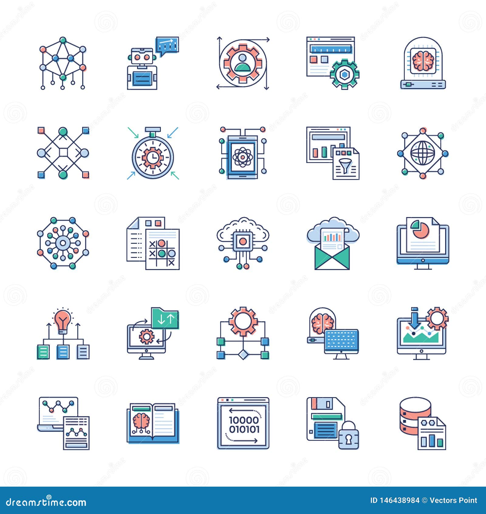 Set of Modern Technology Icons Stock Vector - Illustration of data ...