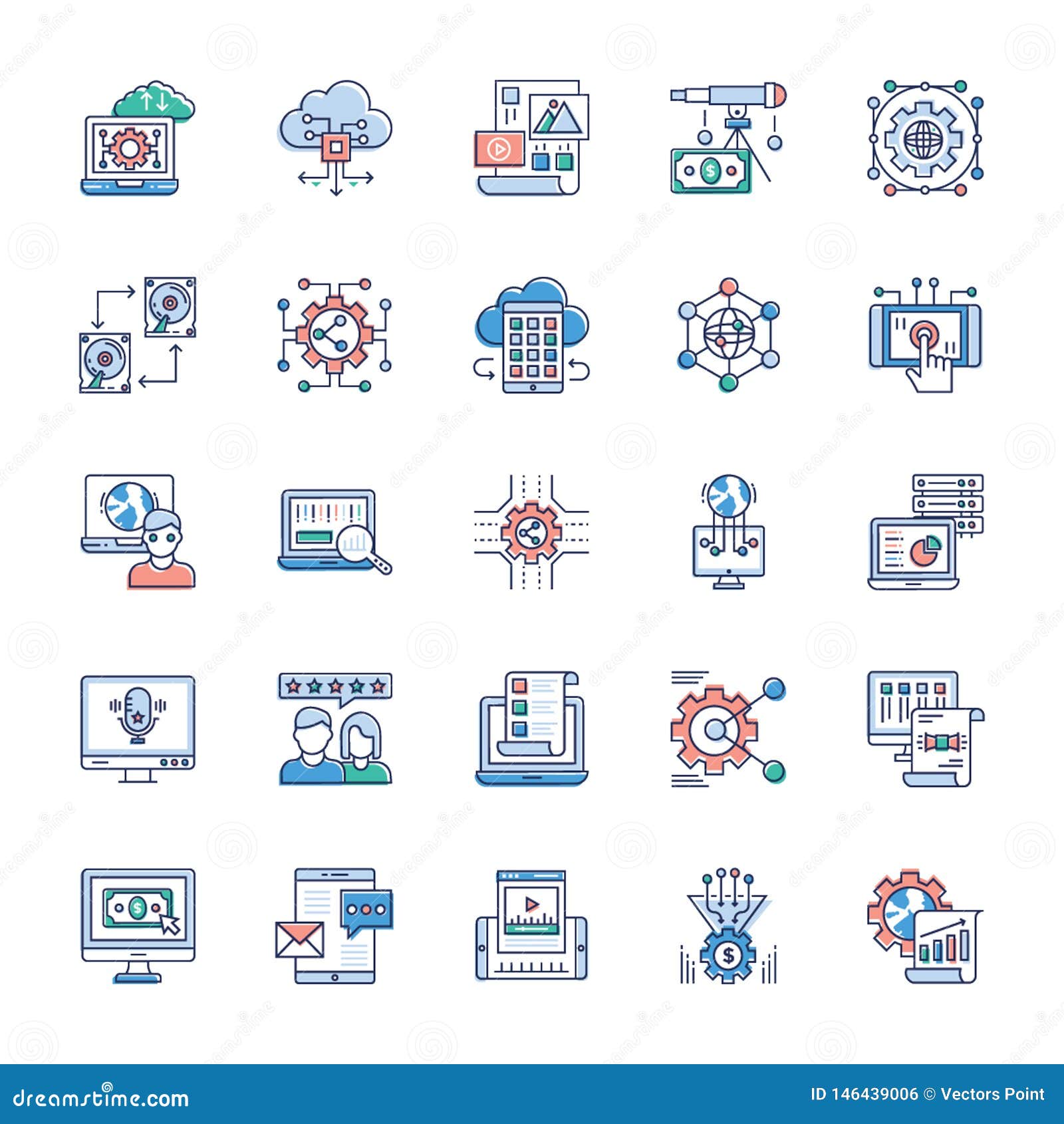 Bundle of Modern Technology Icons Stock Vector - Illustration of ...