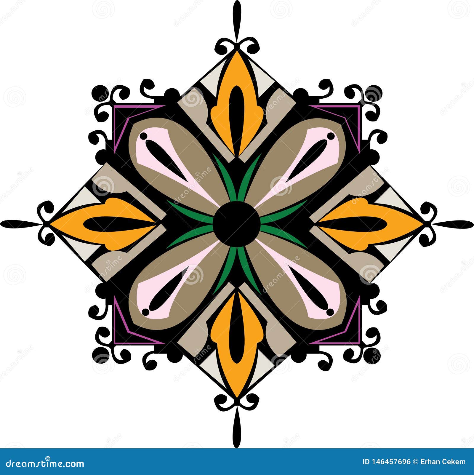 Abstract Ethnic Illustration Design for Tile , Ceramic, Stained Glass ...