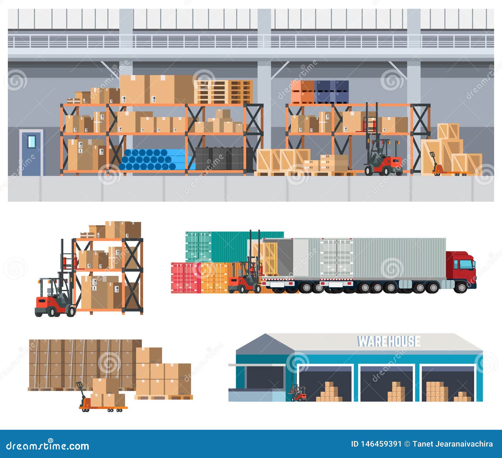 Warehouse Interior Box on Rack Stock Vector - Illustration of service ...