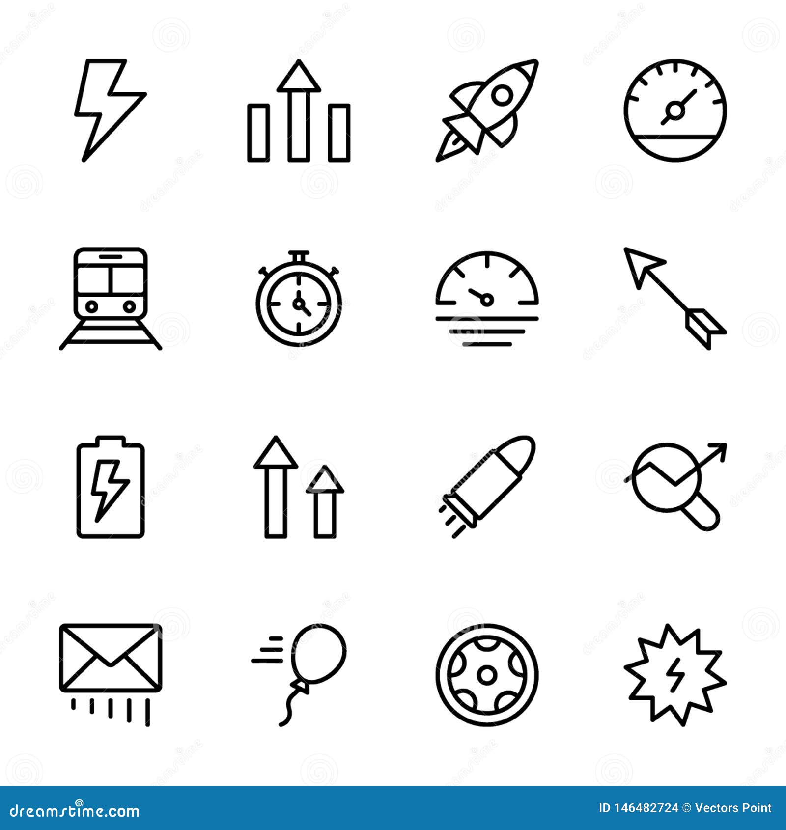 Power, Speed, Graph, Sprint, Line Icons Pack Stock Vector ...