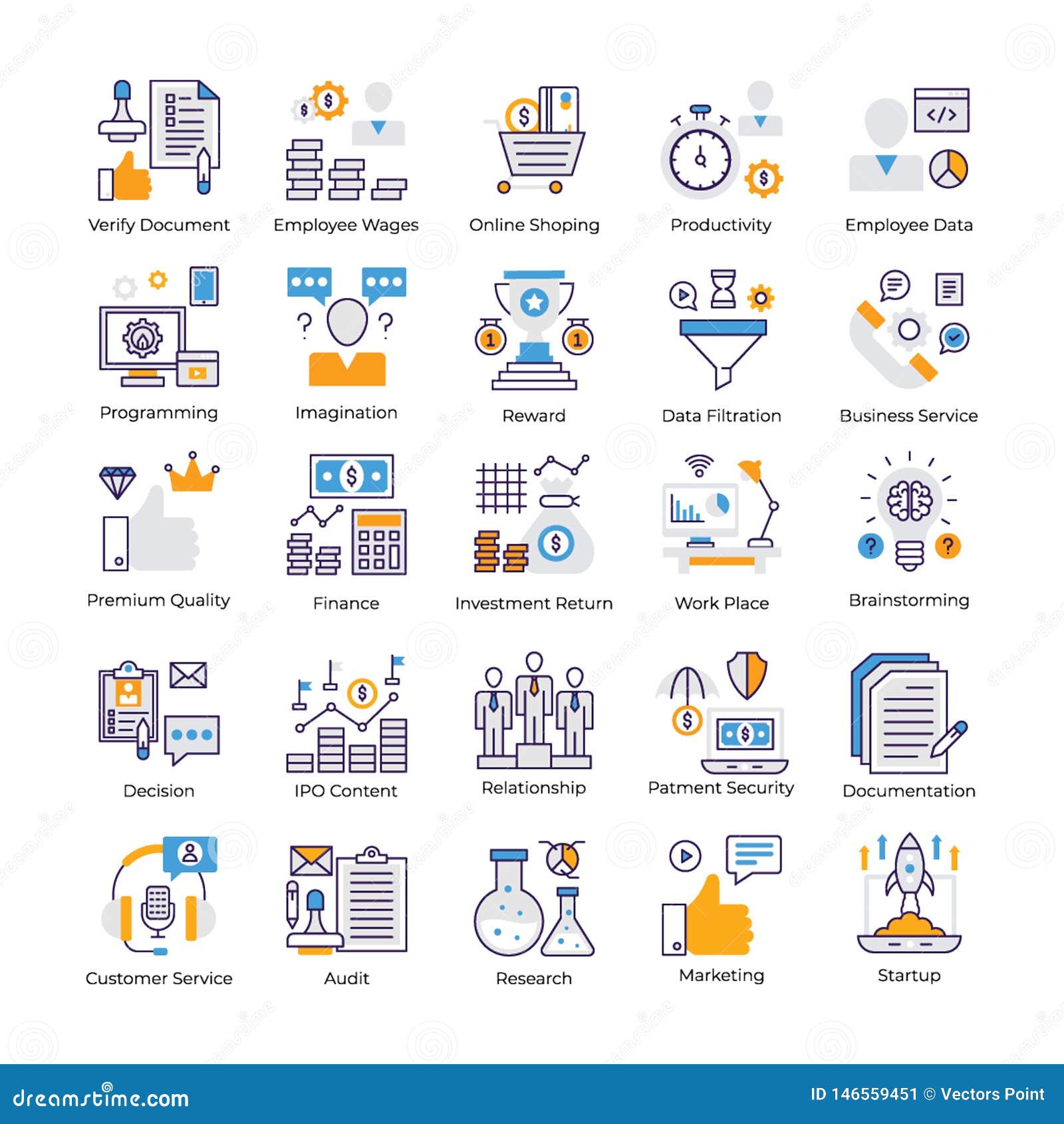 Business Analysis Flat Vectors Set Stock Vector - Illustration of ...