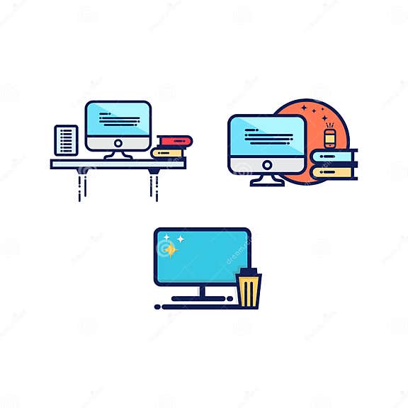 Computer Icon Design Vector Template Stock Illustration - Illustration ...