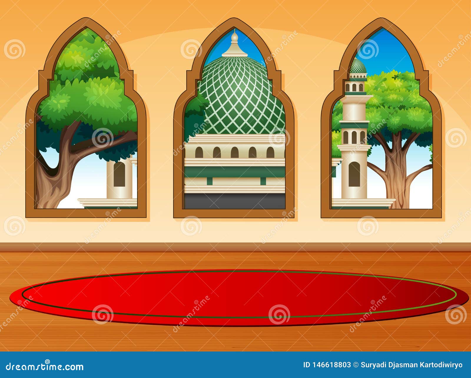 Cartoon Mosque View from the Inside Stock Vector - Illustration of asia ...
