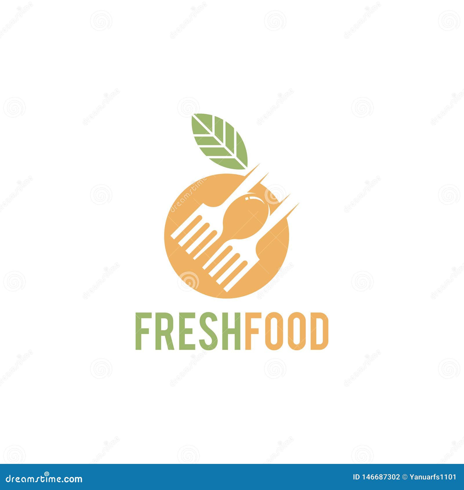 Forks Logo with Leaves and Spoon between Two Forks with a Negative ...