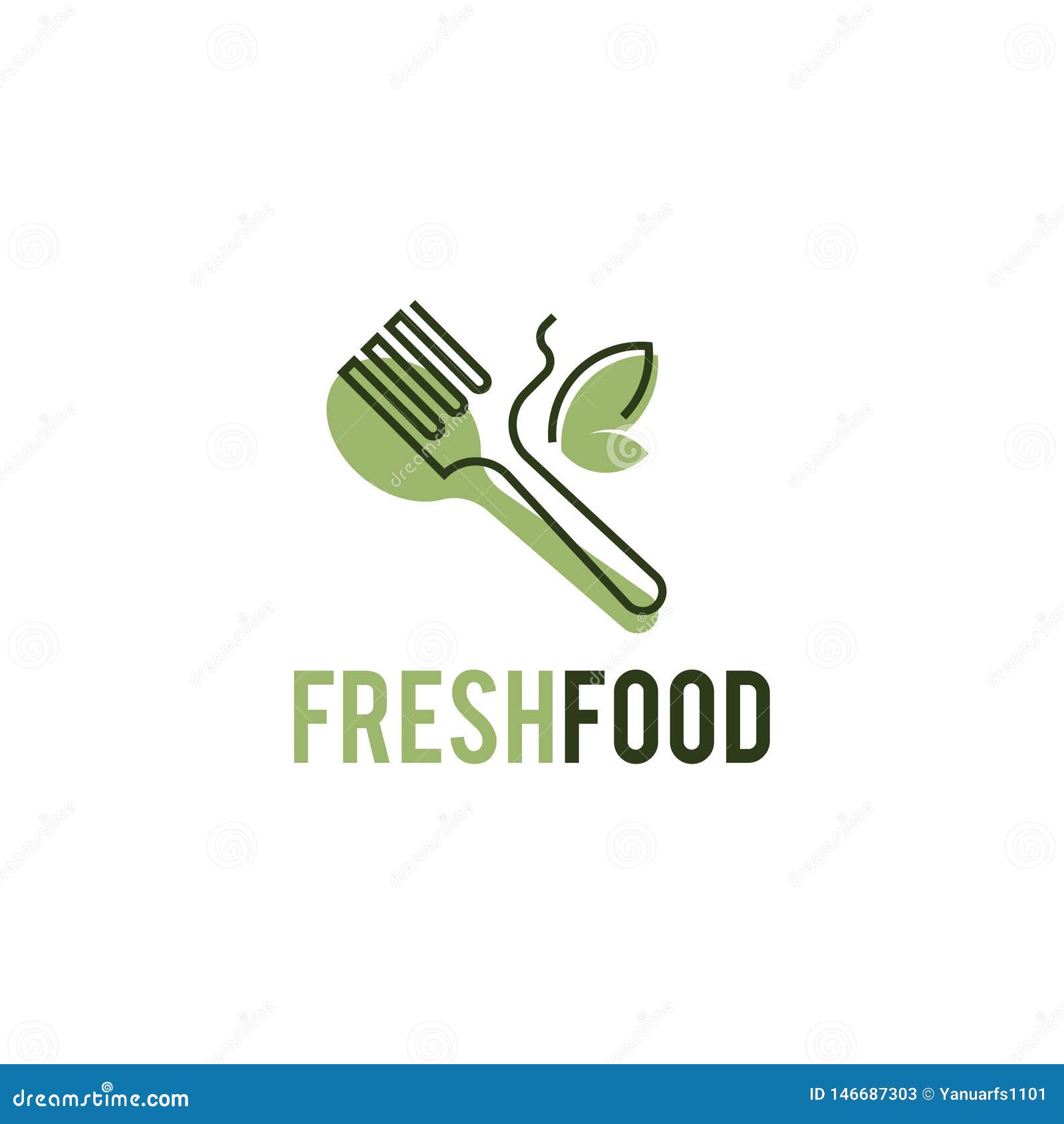 Fresh Food Logo With A Line Forming A Fork And A Spoon Shape ...