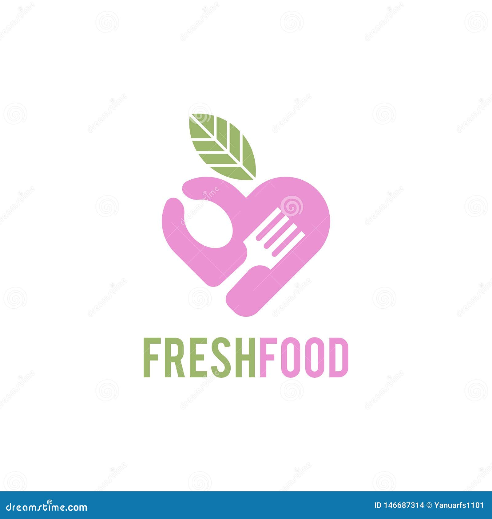 Healthy Fresh Food Logo Template in the Form of a Heart with a Negative ...