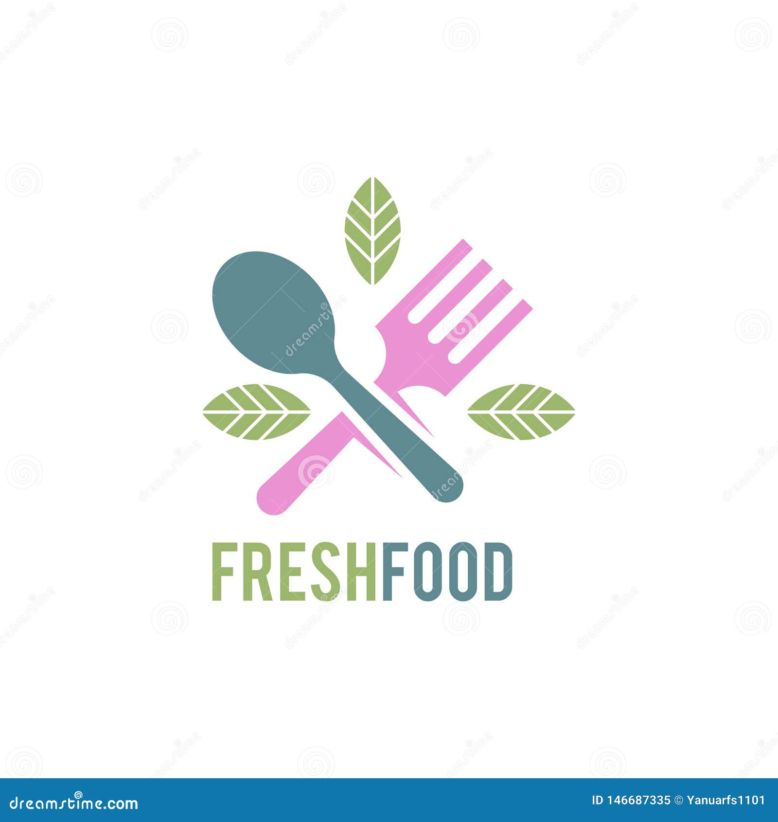 Fork Logo With Leaves With A Touch Of Vintage Color. Intended For Fresh ...