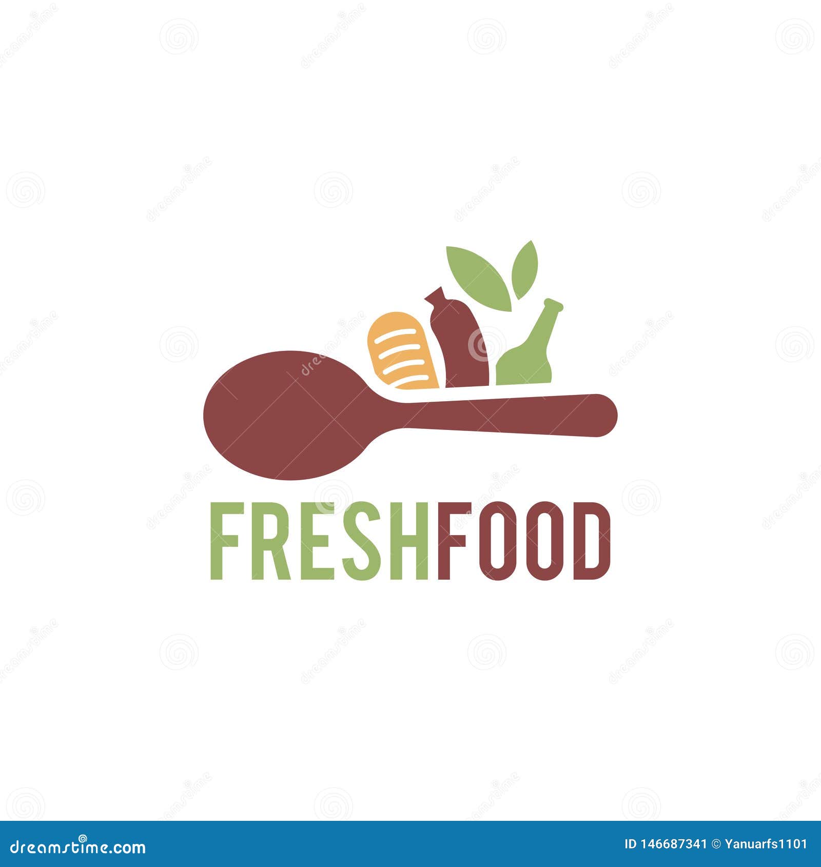 Fork Logo With Leaves With A Touch Of Vintage Color. Intended For Fresh ...