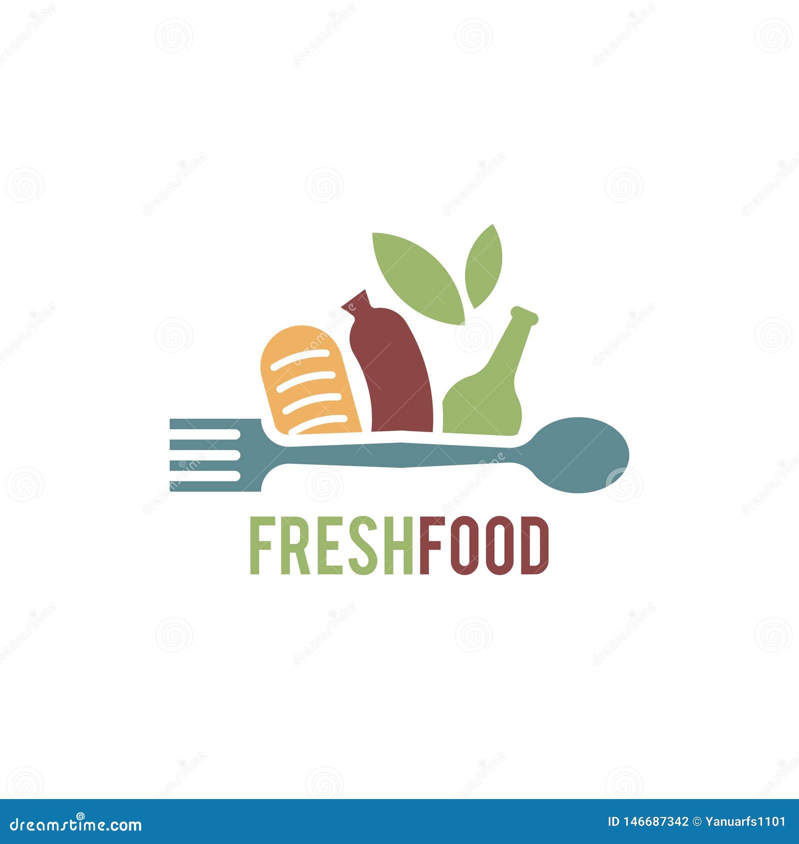 Fork Logo With Leaves With A Touch Of Vintage Color. Intended For Fresh ...