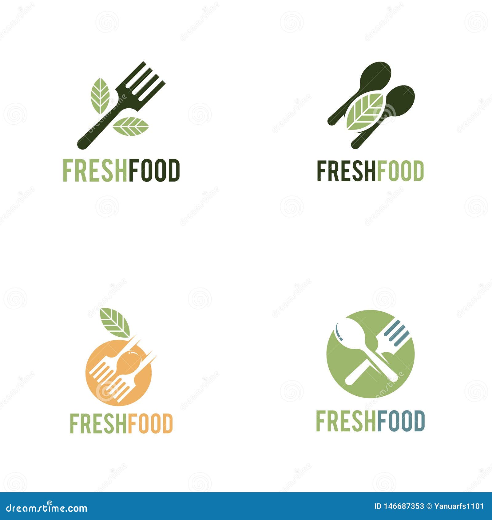 Fork Logo With Leaves With A Touch Of Vintage Color. Intended For Fresh ...