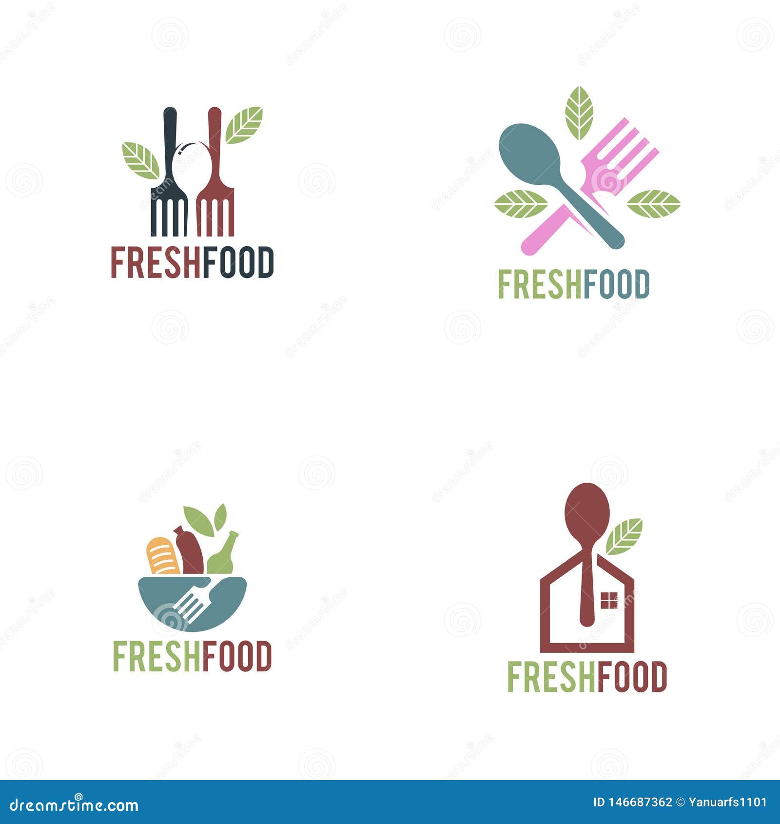 Fork Logo with Leaves with a Touch of Vintage Color. Intended for Fresh ...