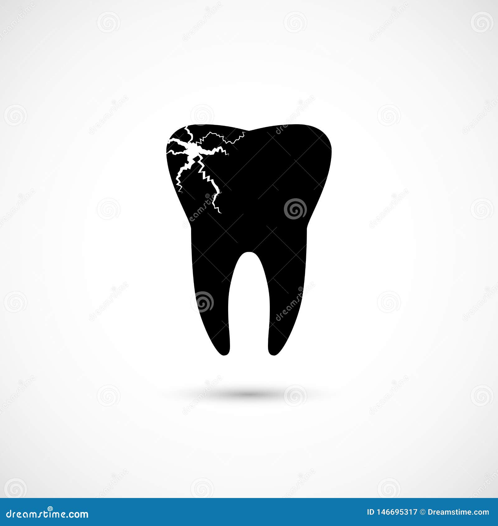Black Tooth With Caries Icon Isolated On Gold Background. Tooth Decay ...