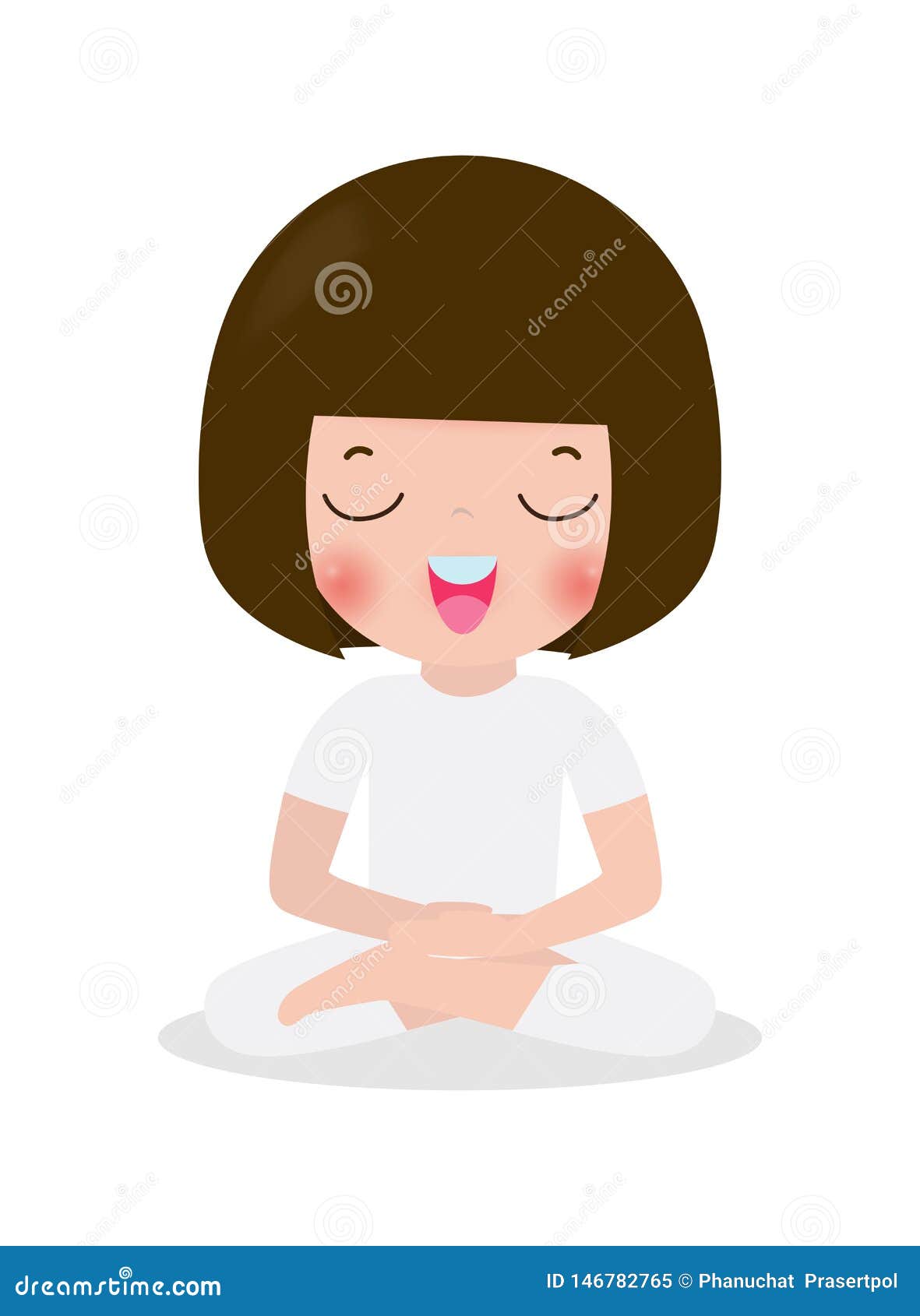 Kid Meditating in Lotus Pose. Cute Cartoon Children Yoga and Meditation ...