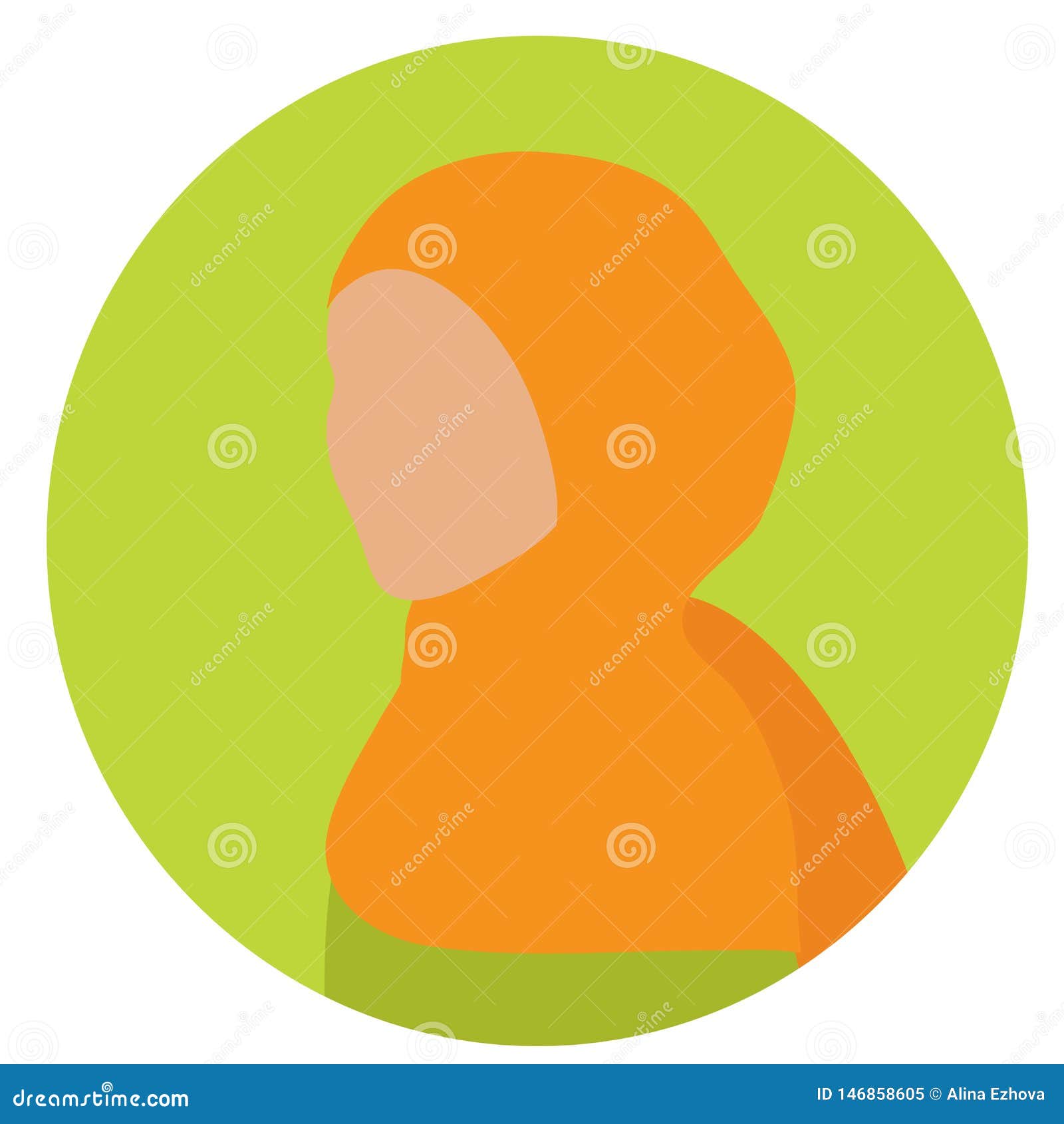 Muslim Woman In Orange Shawl On A Green Background. Cartoon Vector ...